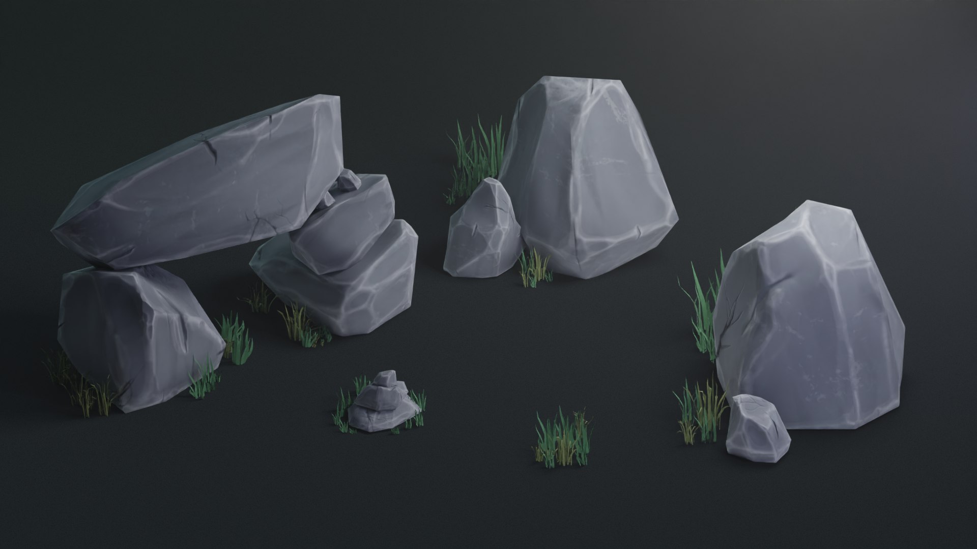 3D Set Of 10 Stylized Rocks - TurboSquid 1984752