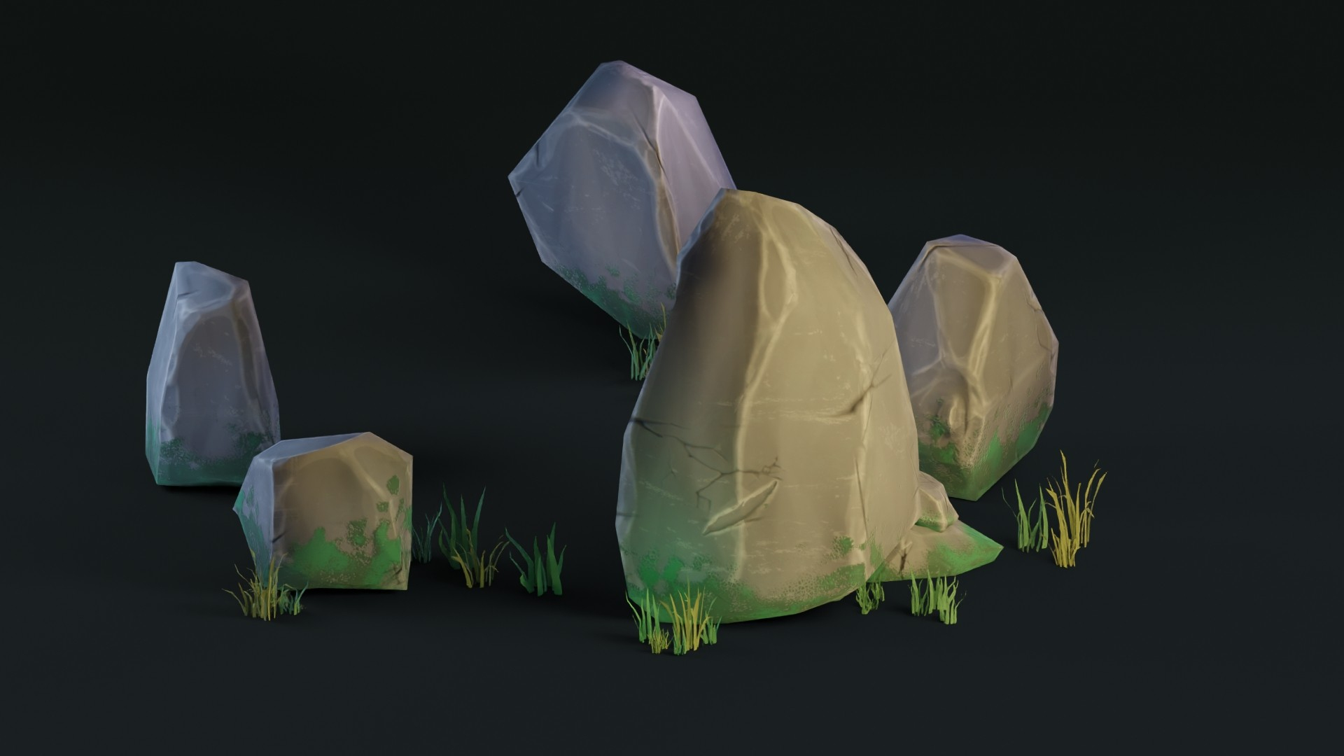 3D Set Of 10 Stylized Rocks - TurboSquid 1984752