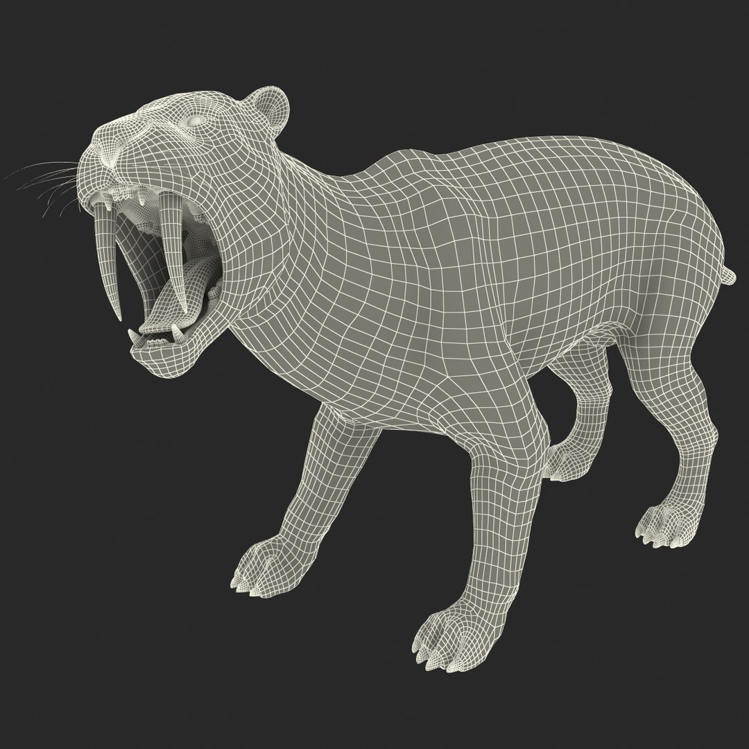 3d model smilodon 2 rigged