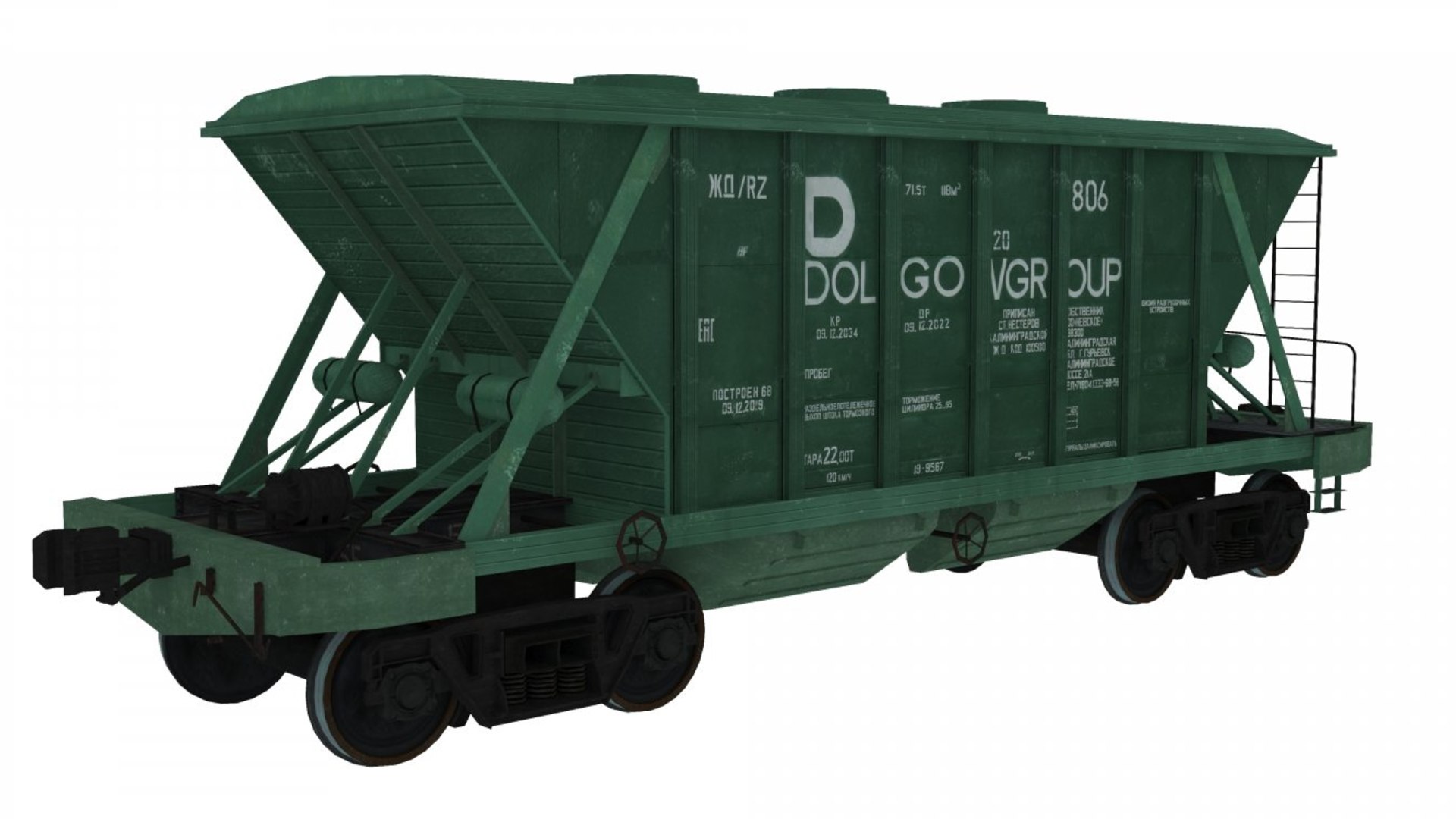 LOw-poly railway hopper car 3D - TurboSquid 2054107