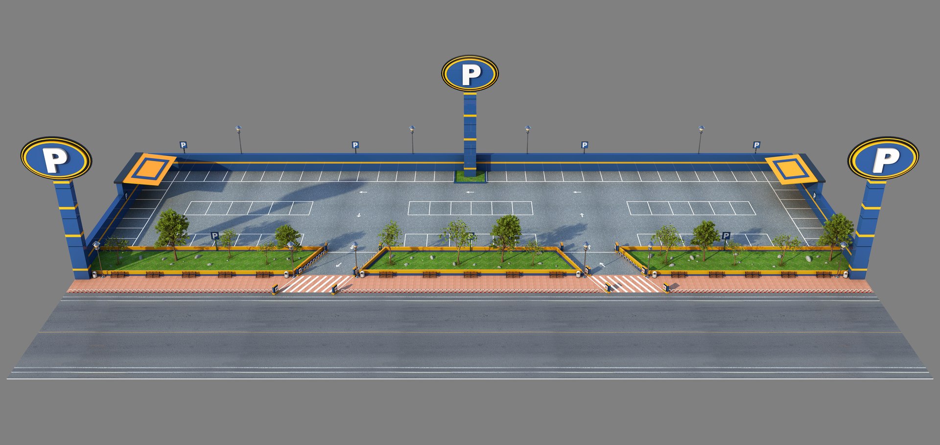 3D parking exterior model - TurboSquid 1348608