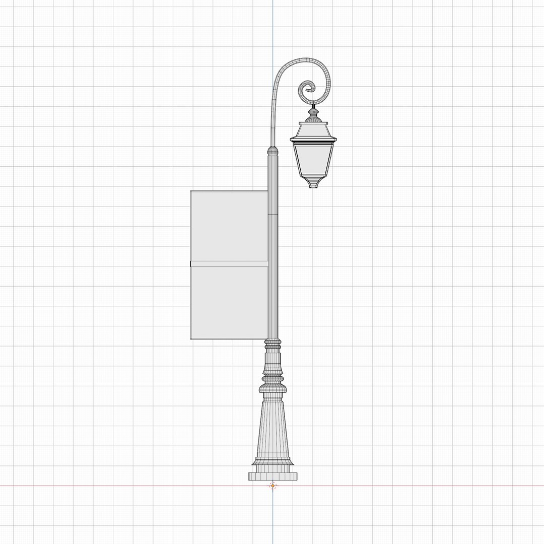 Black Vintage Decorative Street Lamp Post With Rooster Sign Low Poly ...