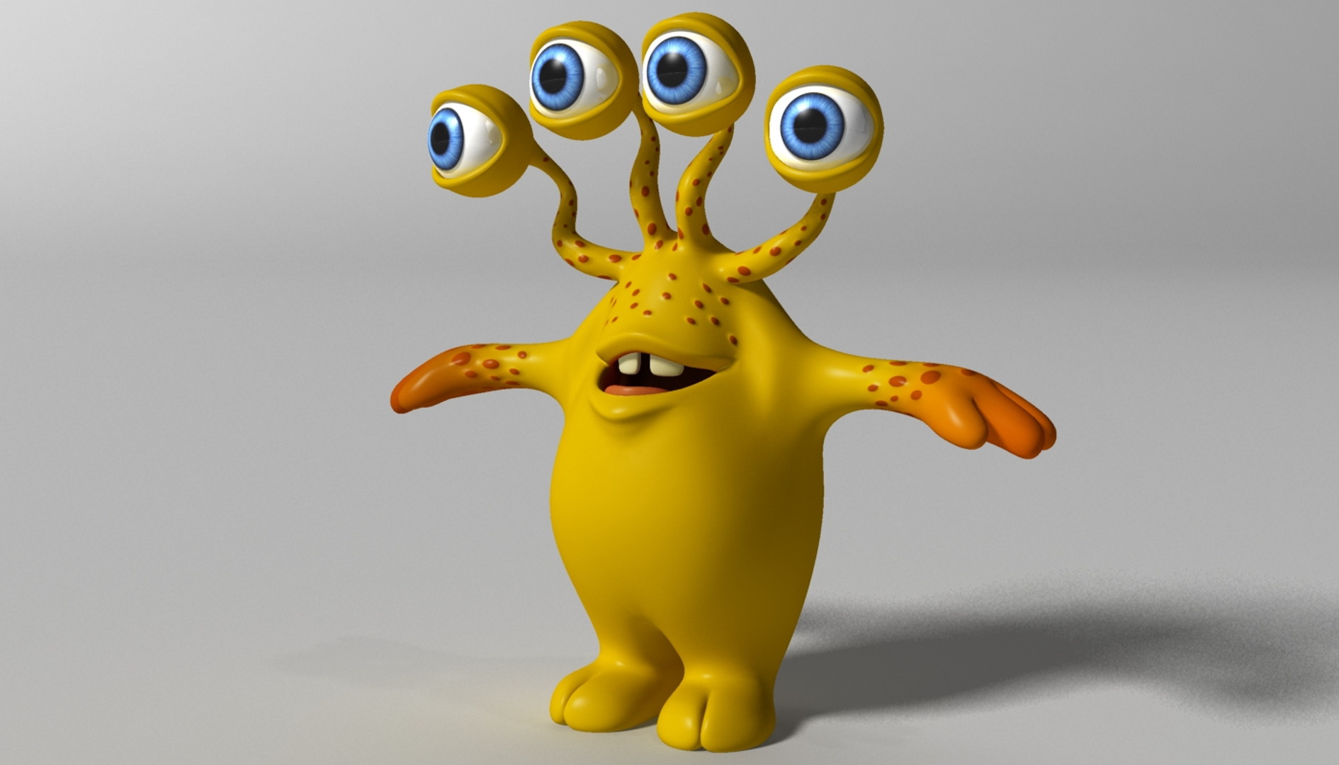 Cute Yellow Monster Rigged 3D - TurboSquid 1478656