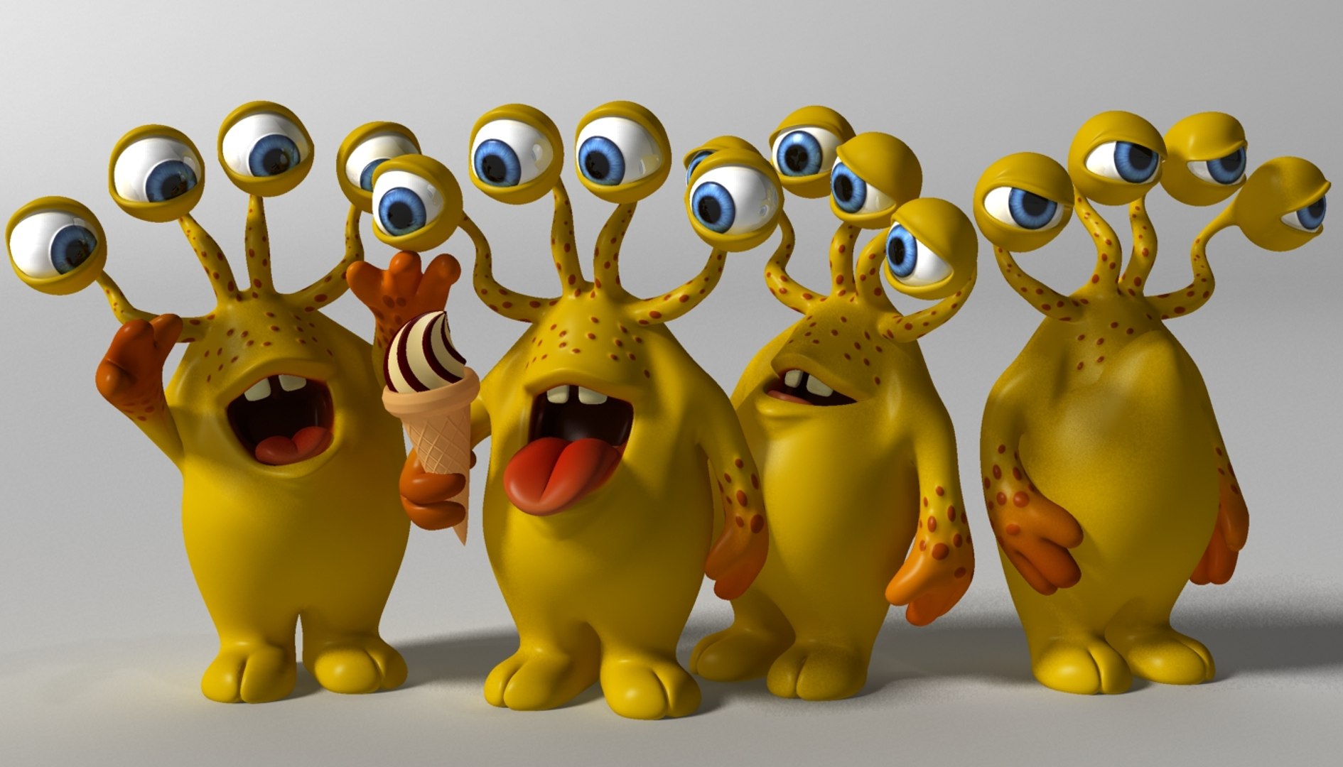 Cute Yellow Monster Rigged 3D - TurboSquid 1478656