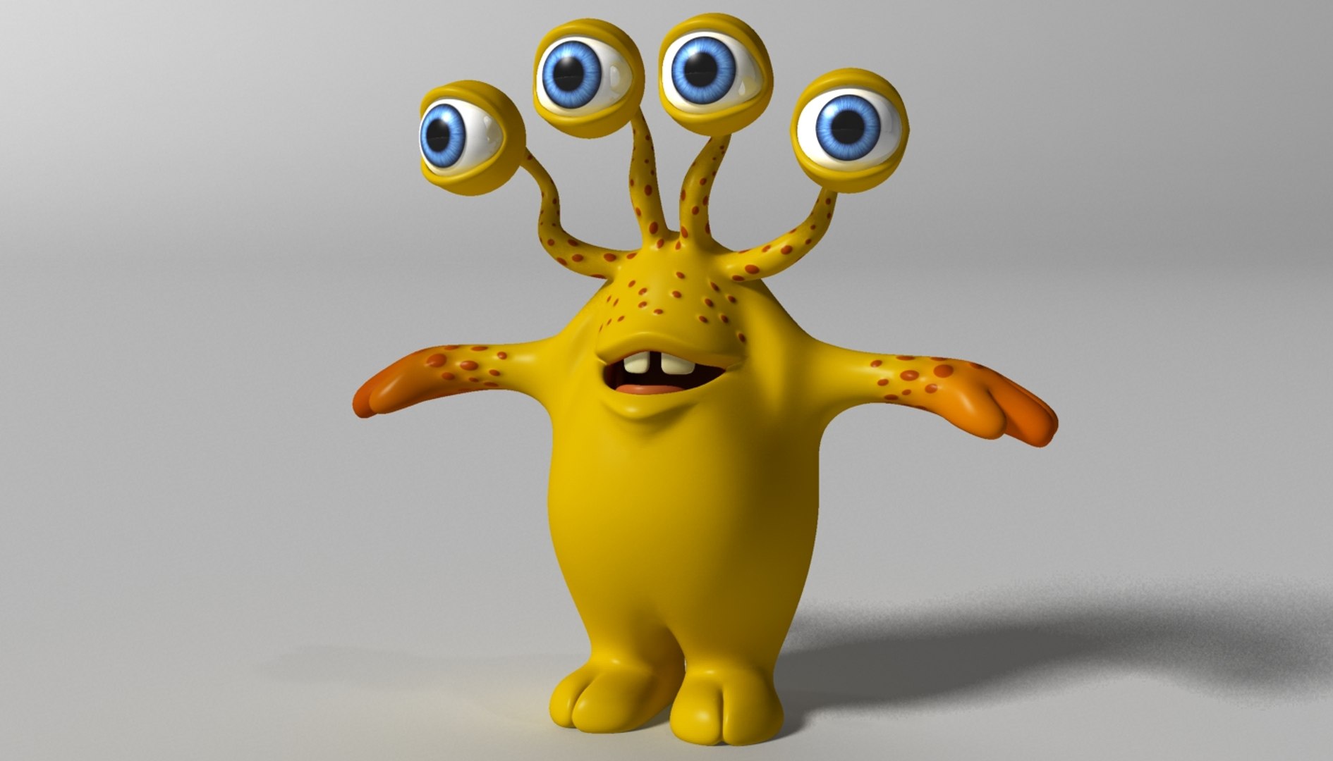 Cute Yellow Monster Rigged 3D - TurboSquid 1478656