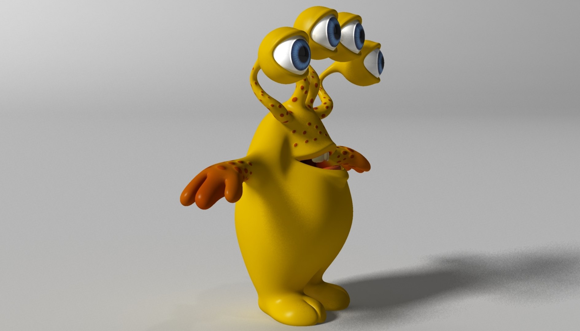 Cute Yellow Monster Rigged 3D - TurboSquid 1478656