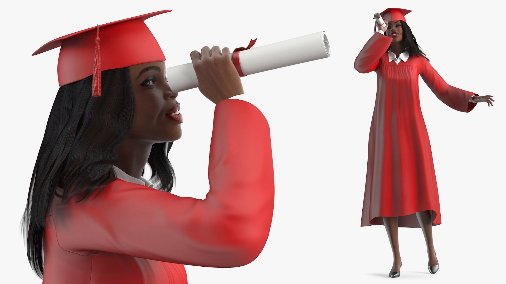 3D Dark Skin Graduation Gown - TurboSquid 1669429