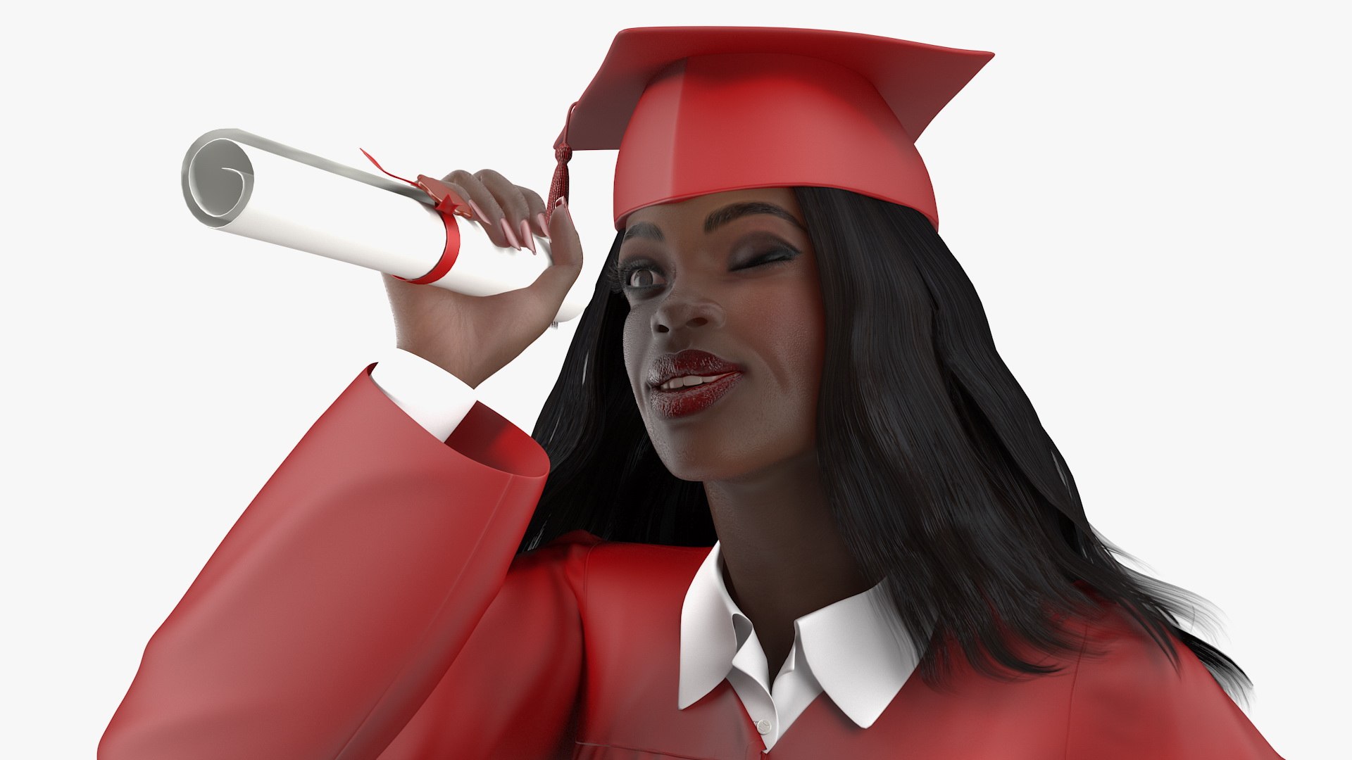 3D dark skin graduation gown - TurboSquid 1669429