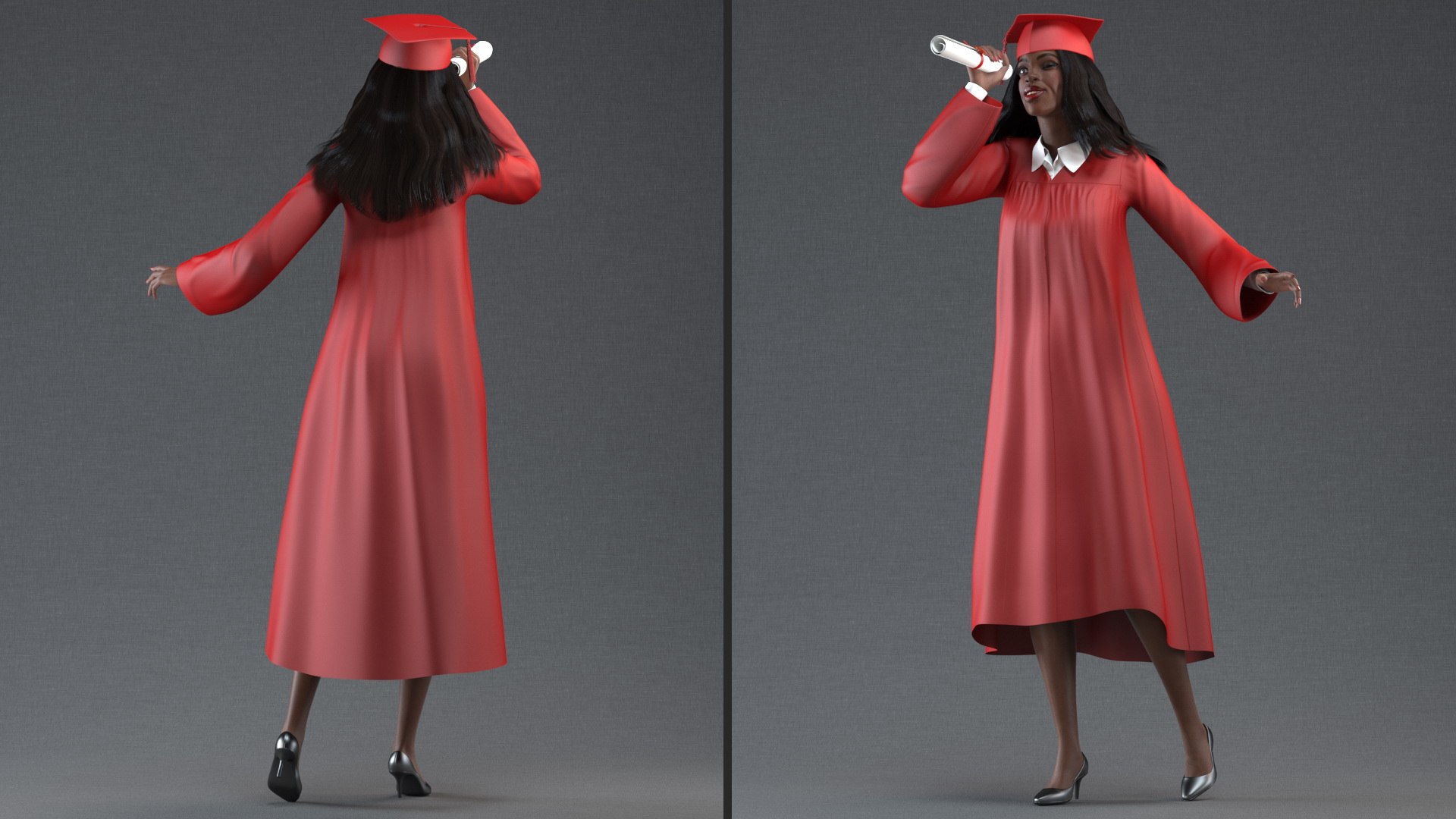 3D Dark Skin Graduation Gown - TurboSquid 1669429