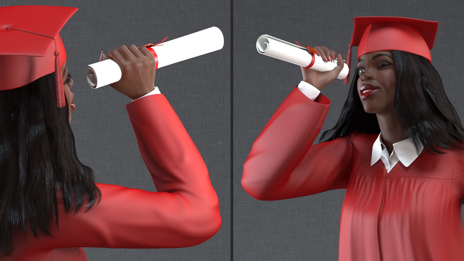 3D dark skin graduation gown - TurboSquid 1669429