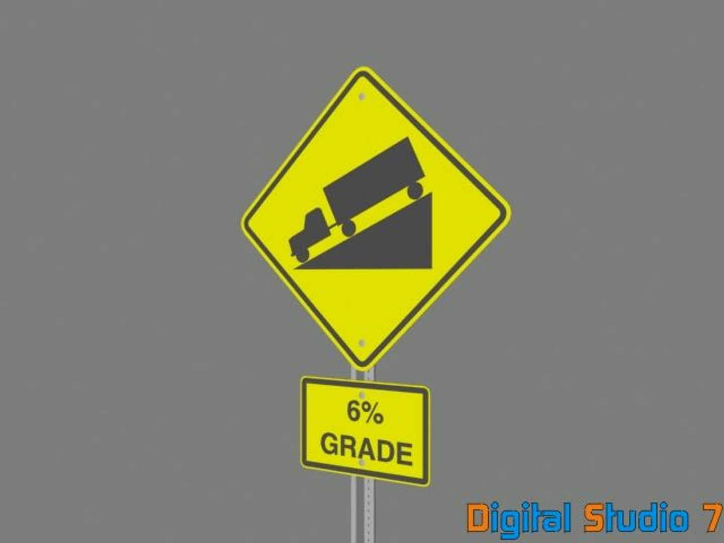 3d Steep Incline Sign Model