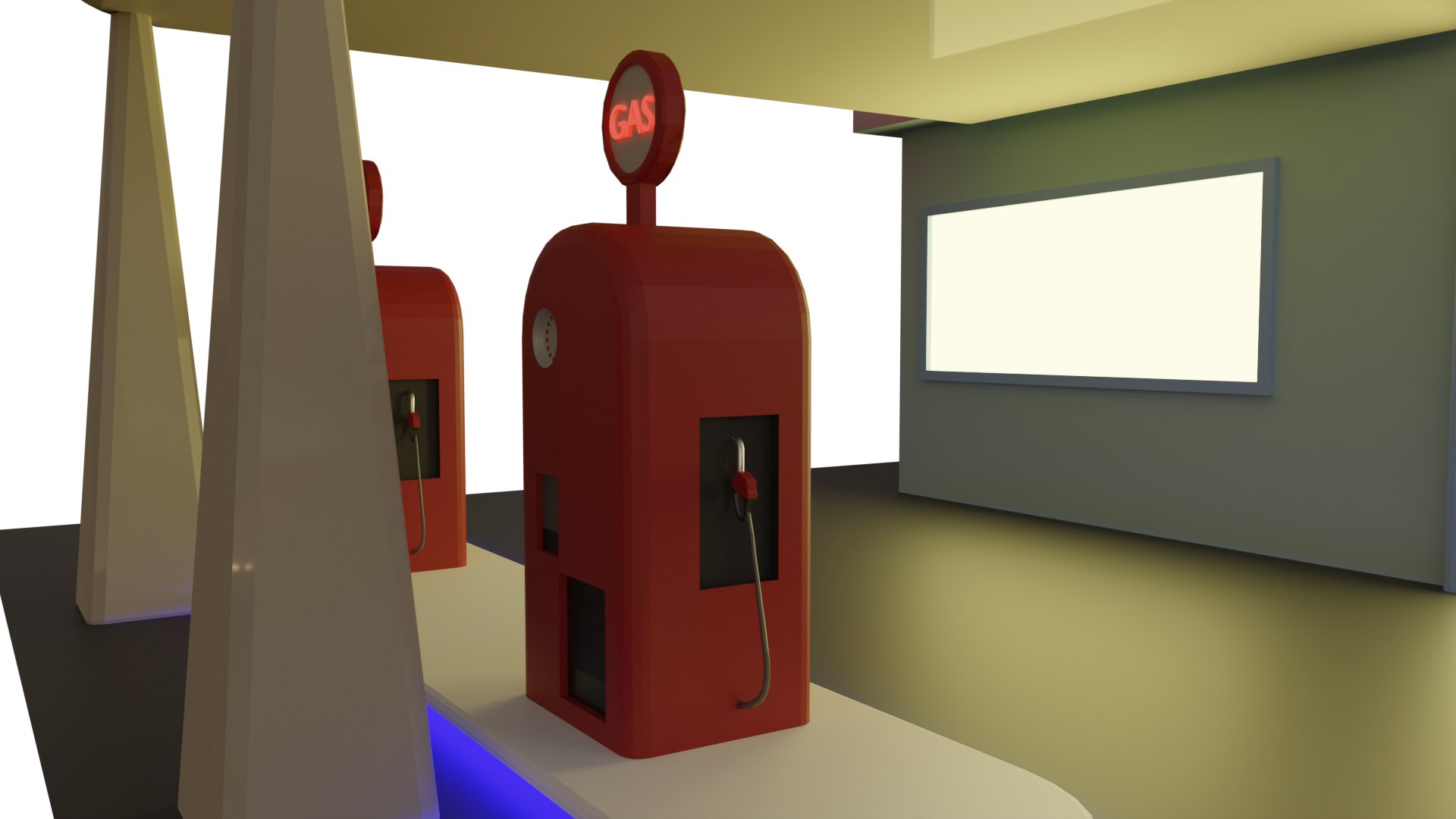 Low Poly Gas Station Scene 3D Model - TurboSquid 2046630