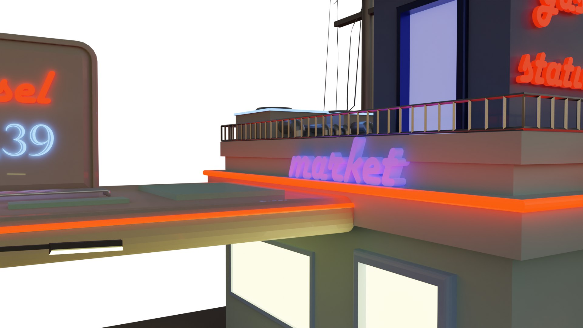 Low Poly Gas Station Scene 3D Model - TurboSquid 2046630