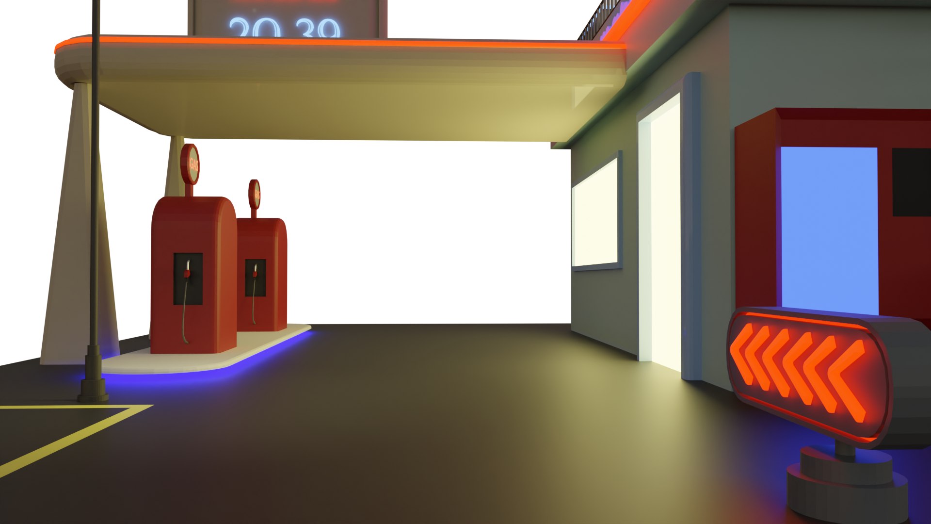 Low Poly Gas Station Scene 3D Model - TurboSquid 2046630