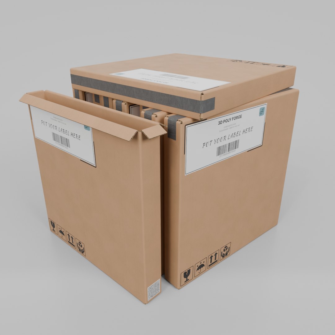 Cardboard Box R-044 - Rigged And Customizable 3D Model - TurboSquid 2415645