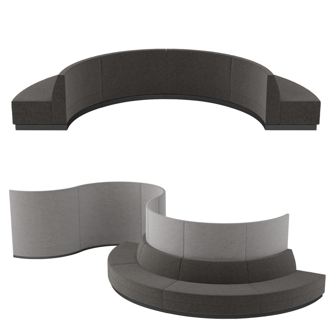 Office Curved Modular Sofa System Model - TurboSquid 1812484