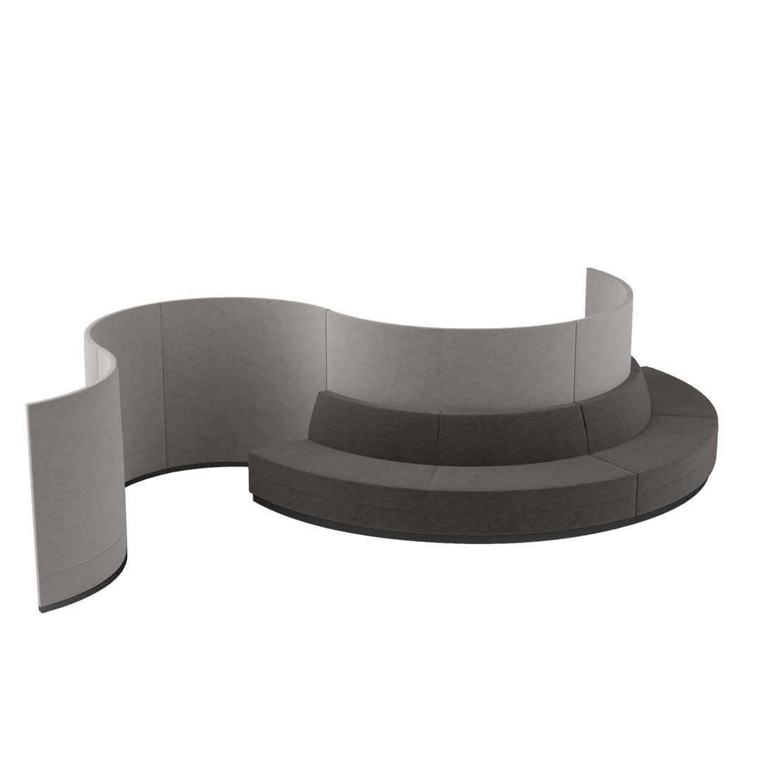 Office Curved Modular Sofa System Model - TurboSquid 1812484