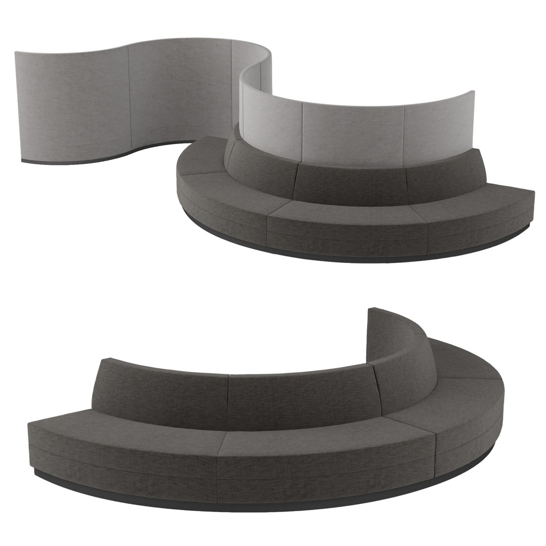 Office Curved Modular Sofa System Model - TurboSquid 1812484