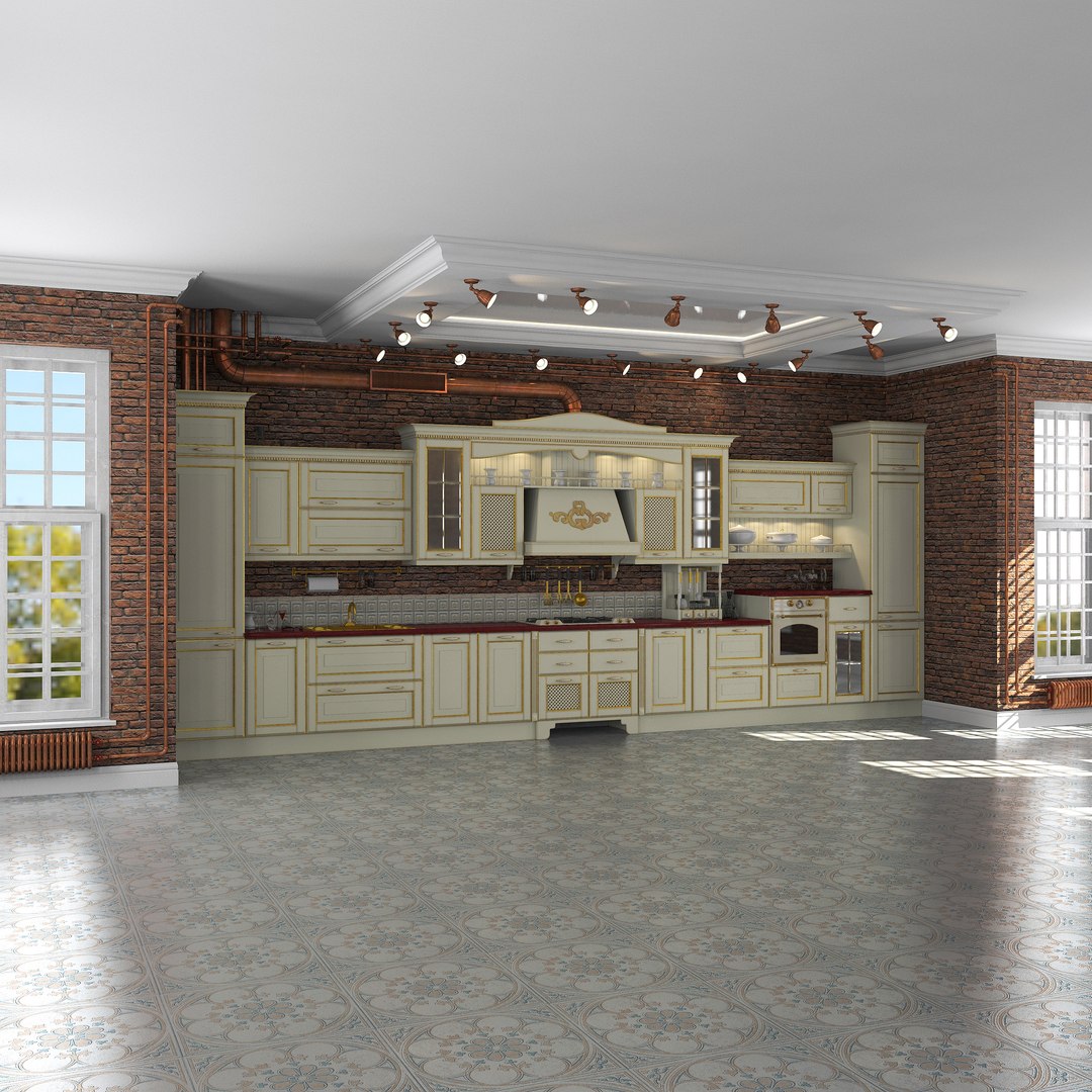 loft interior scene classic 3d model