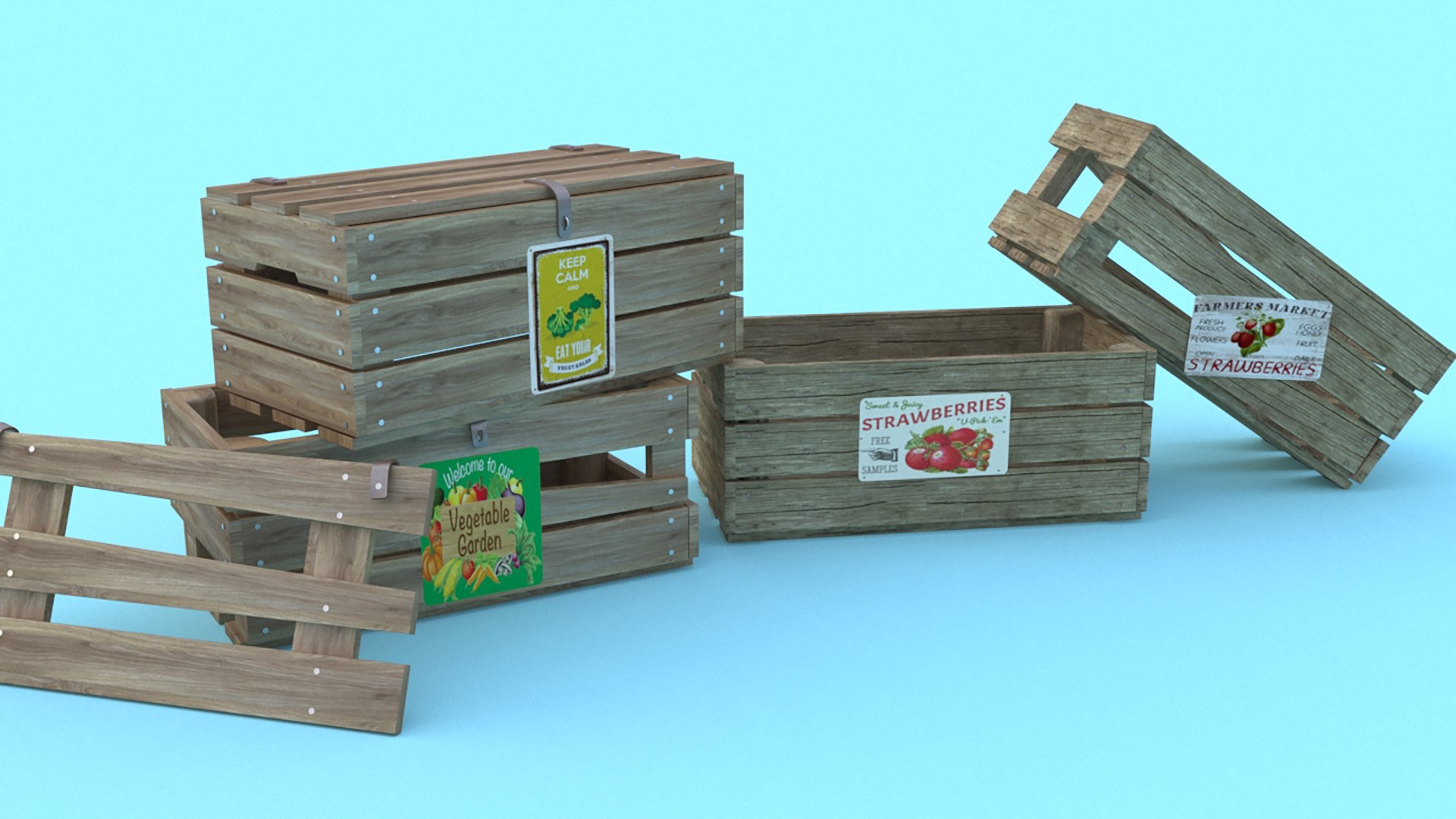 Wooden Boxes Low-poly 3D Model 3D Model - TurboSquid 2276259