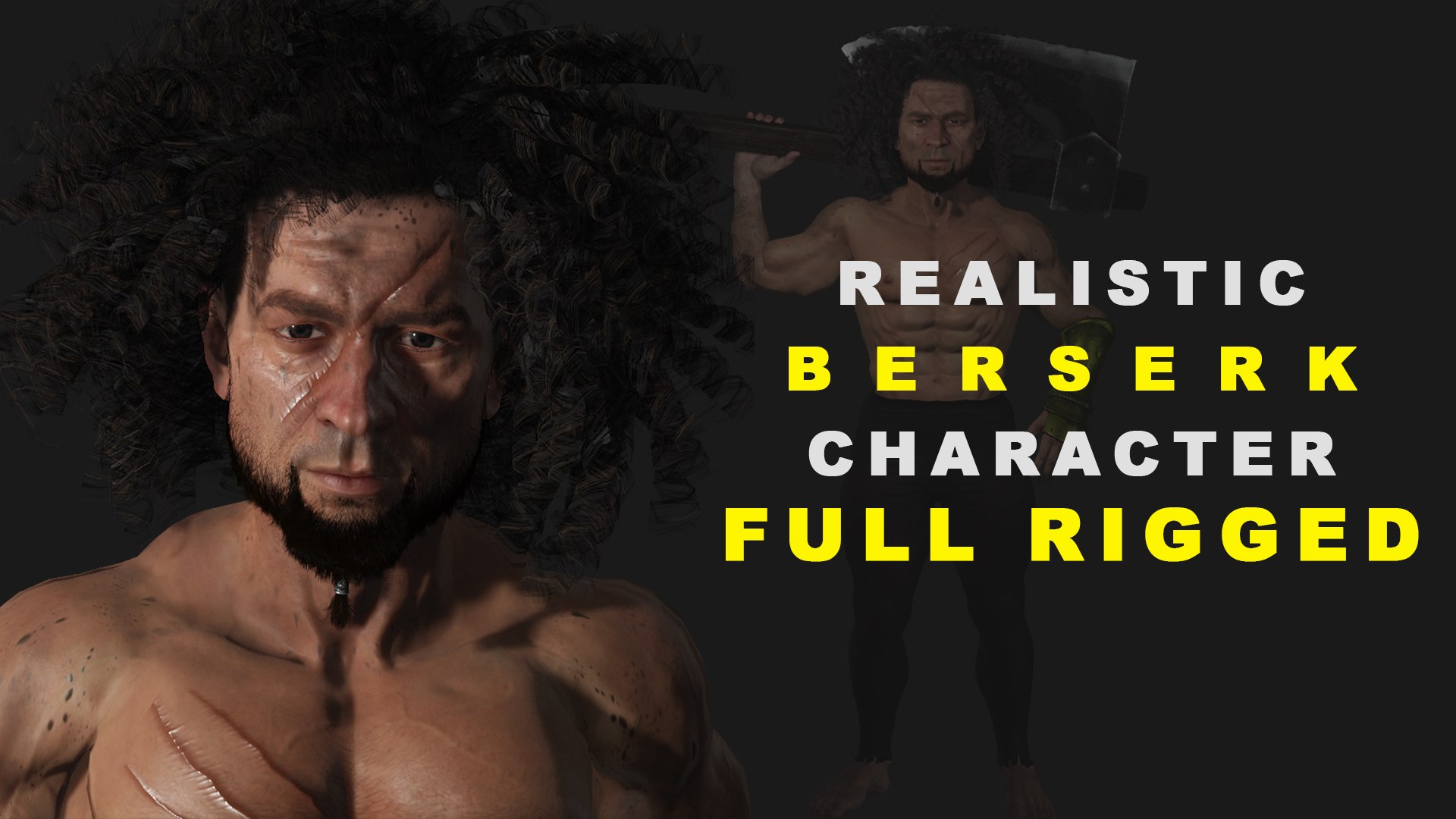 3D model 3D Realistic Berserk Male Character Big Axe - TurboSquid 1868766