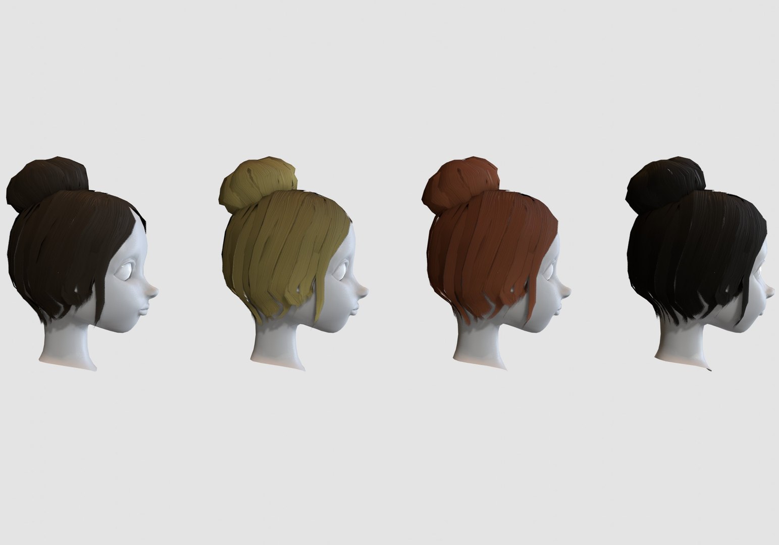 3D Hairstyle In 4 Colors - TurboSquid 1899610