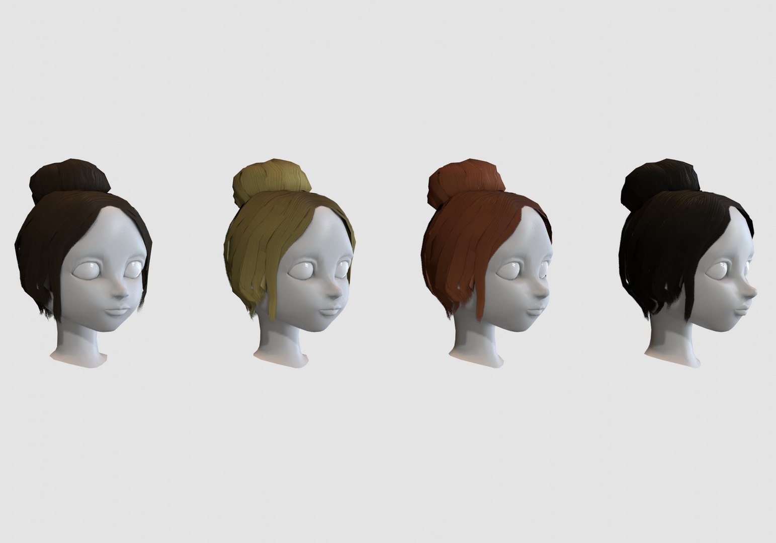 3D Hairstyle In 4 Colors - TurboSquid 1899610