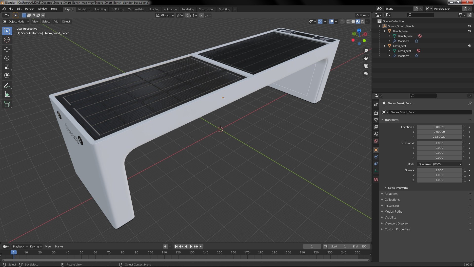 3D Steora Smart Bench model - TurboSquid 1999879
