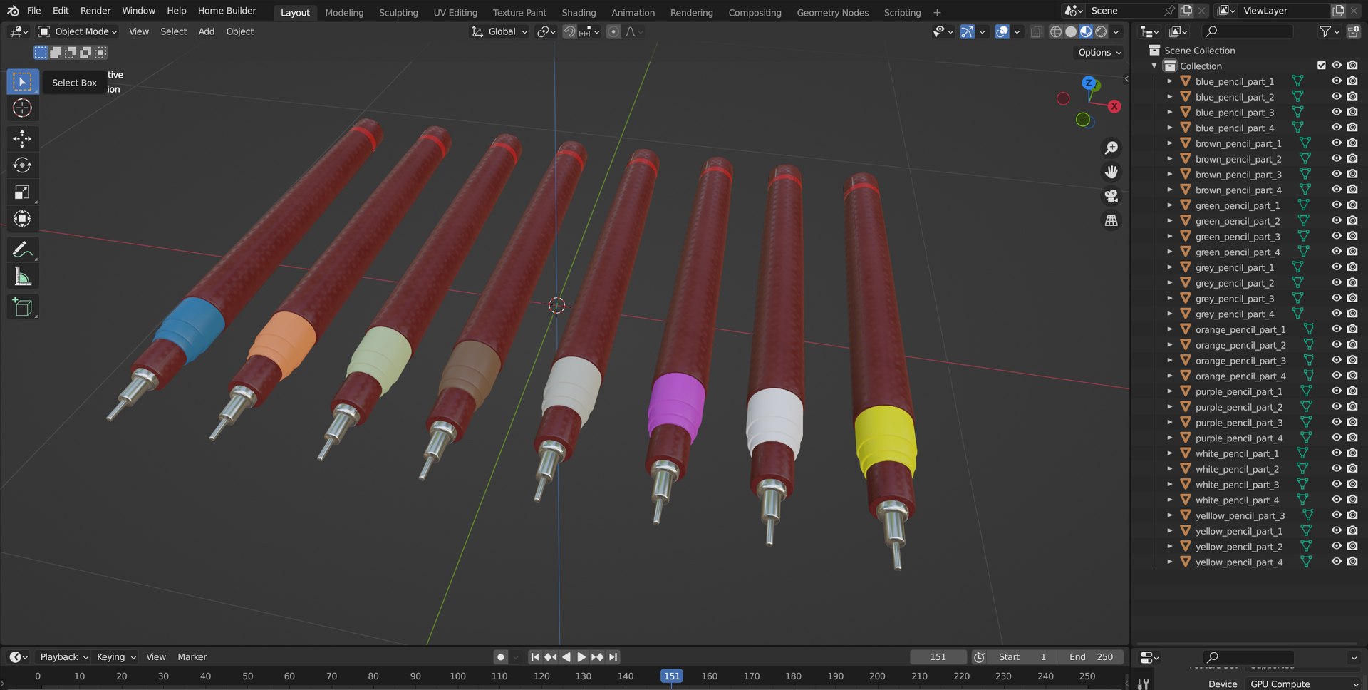 3D Rapido Pencil Color Set - TurboSquid 2102108