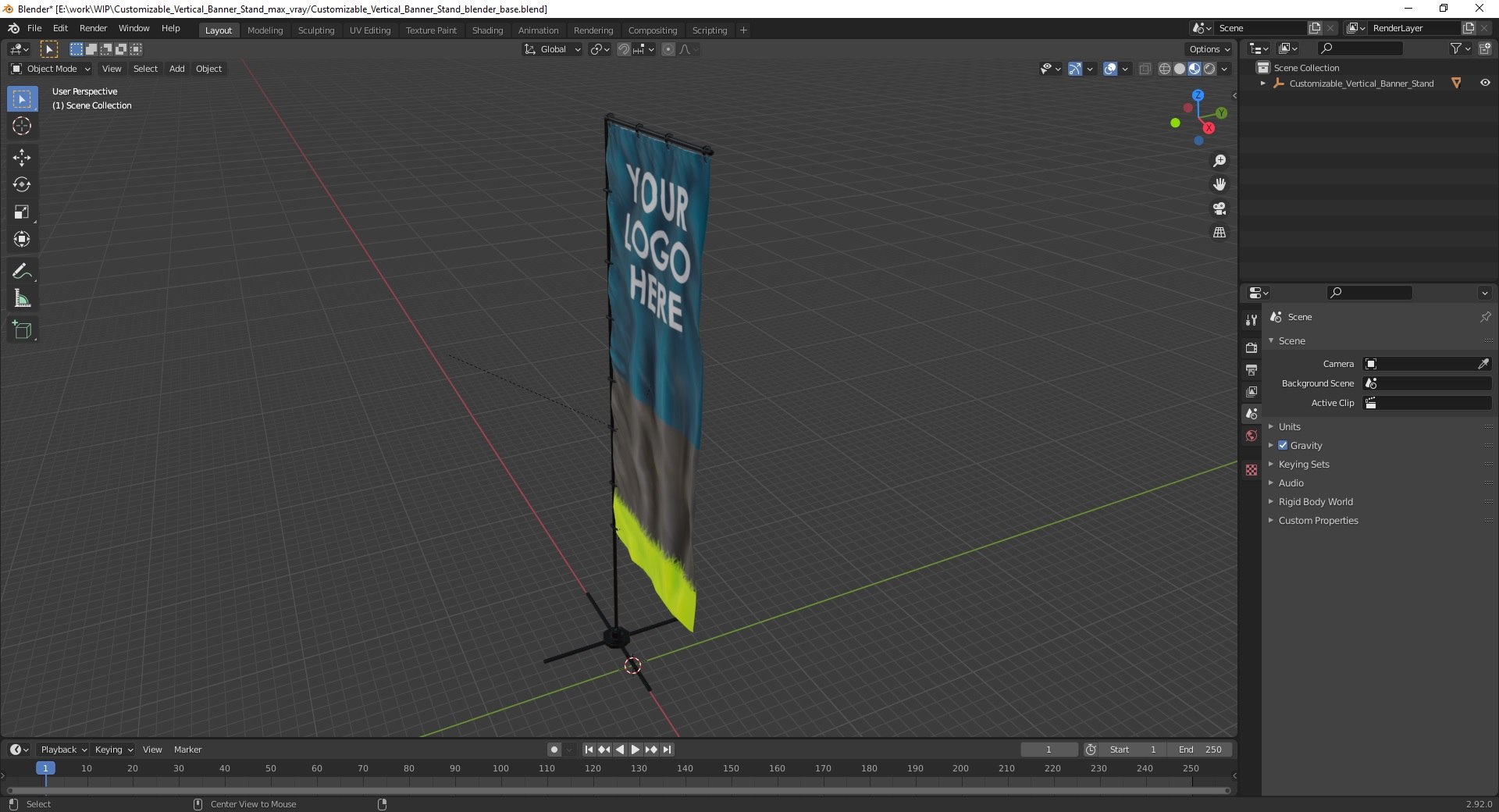 3D Customizable Vertical Banner Stand Model - TurboSquid 2235909