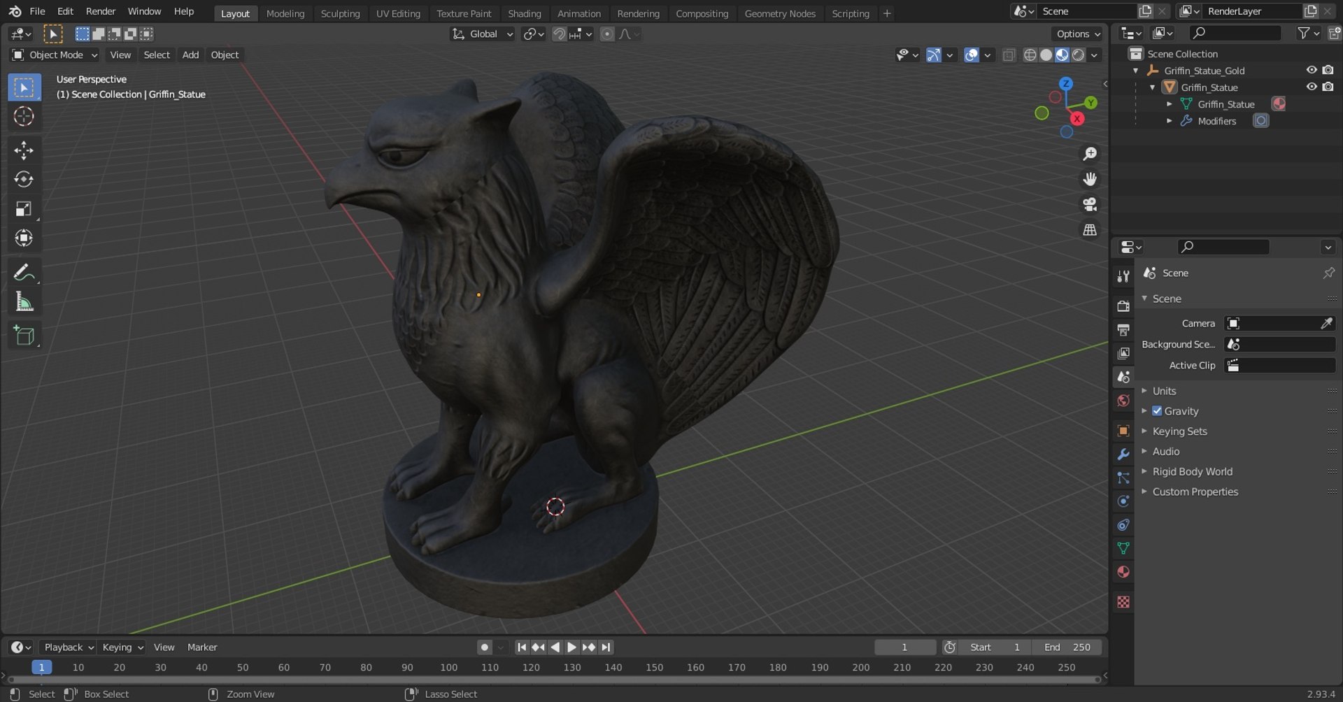 Griffin Statue Gold 3D Model - TurboSquid 1939991