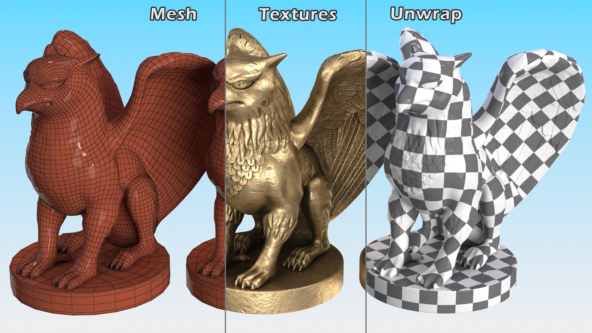 Griffin Statue Gold 3D Model - TurboSquid 1939991