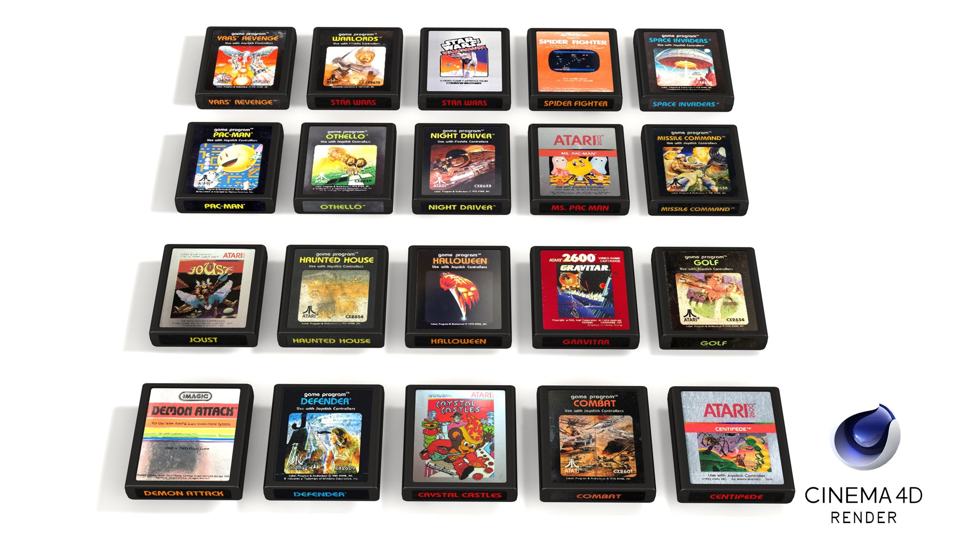 Atari 2600 Cartridges Collection Model - TurboSquid 1990090