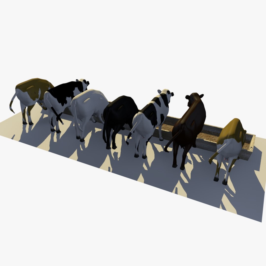 Group 7 Cows Eating 3D - TurboSquid 1152742