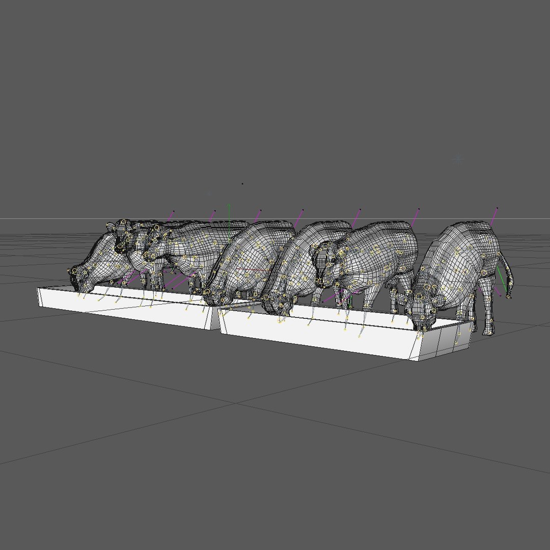 Group 7 Cows Eating 3D - TurboSquid 1152742