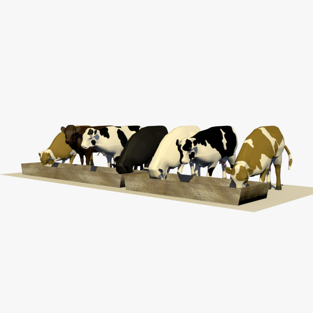 Group 7 Cows Eating 3D - TurboSquid 1152742