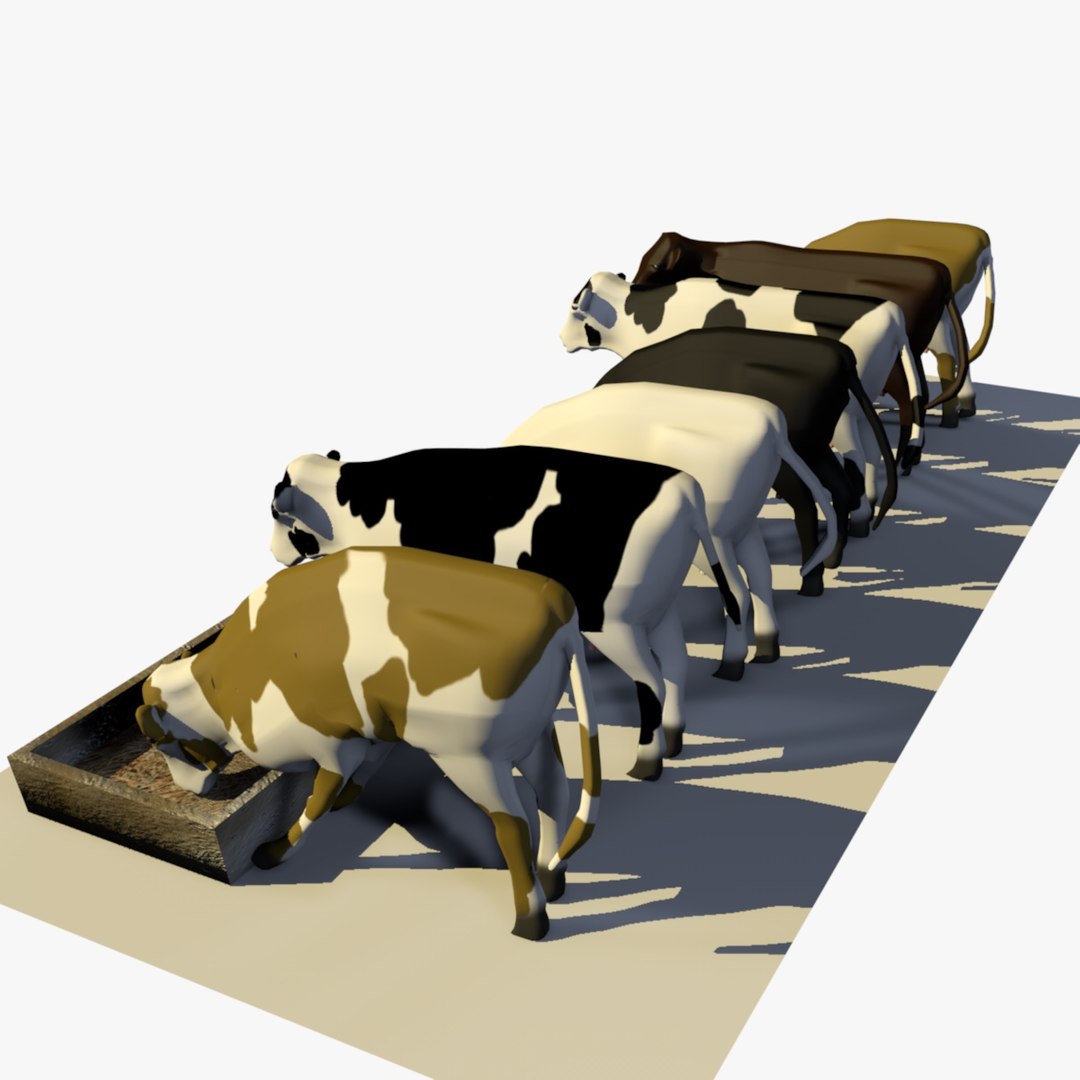 Group 7 Cows Eating 3D - TurboSquid 1152742