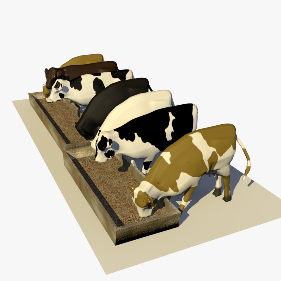 Group 7 Cows Eating 3D - TurboSquid 1152742