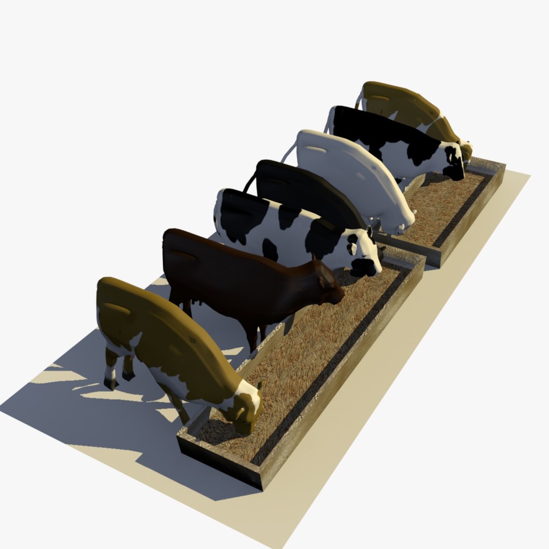 Group 7 Cows Eating 3D - TurboSquid 1152742