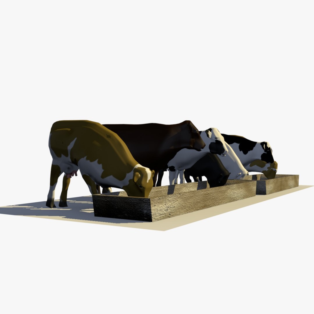 Group 7 Cows Eating 3D - TurboSquid 1152742