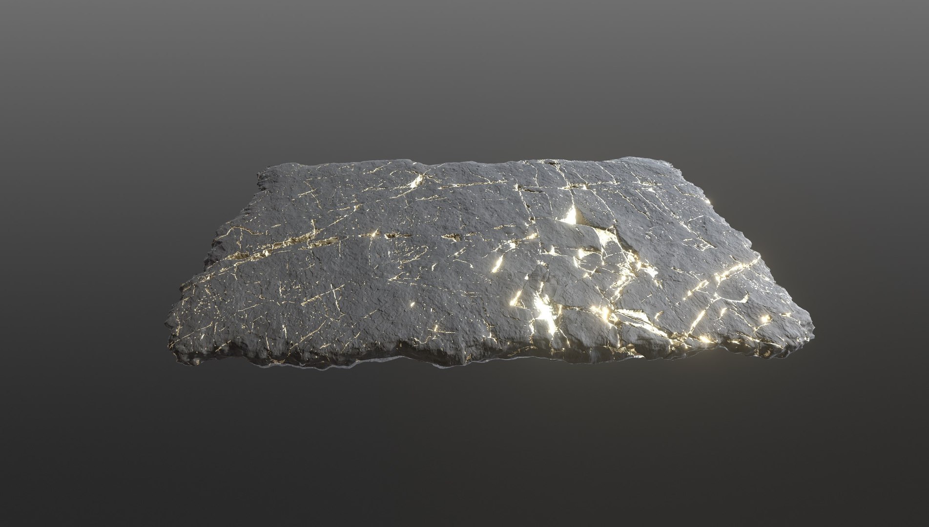 3D Rectangular Slate Plate With Golden Finishes Model - TurboSquid 2228583