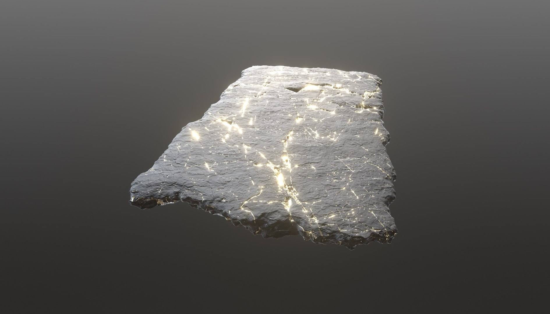 3D Rectangular Slate Plate With Golden Finishes Model - TurboSquid 2228583