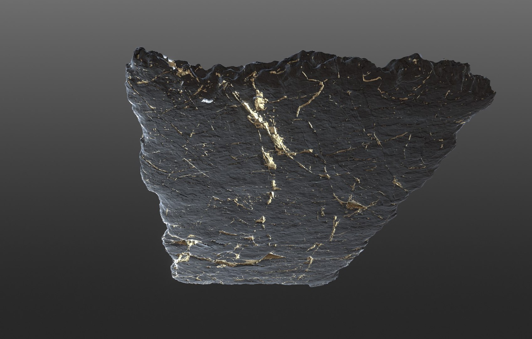 3D Rectangular Slate Plate With Golden Finishes Model - TurboSquid 2228583