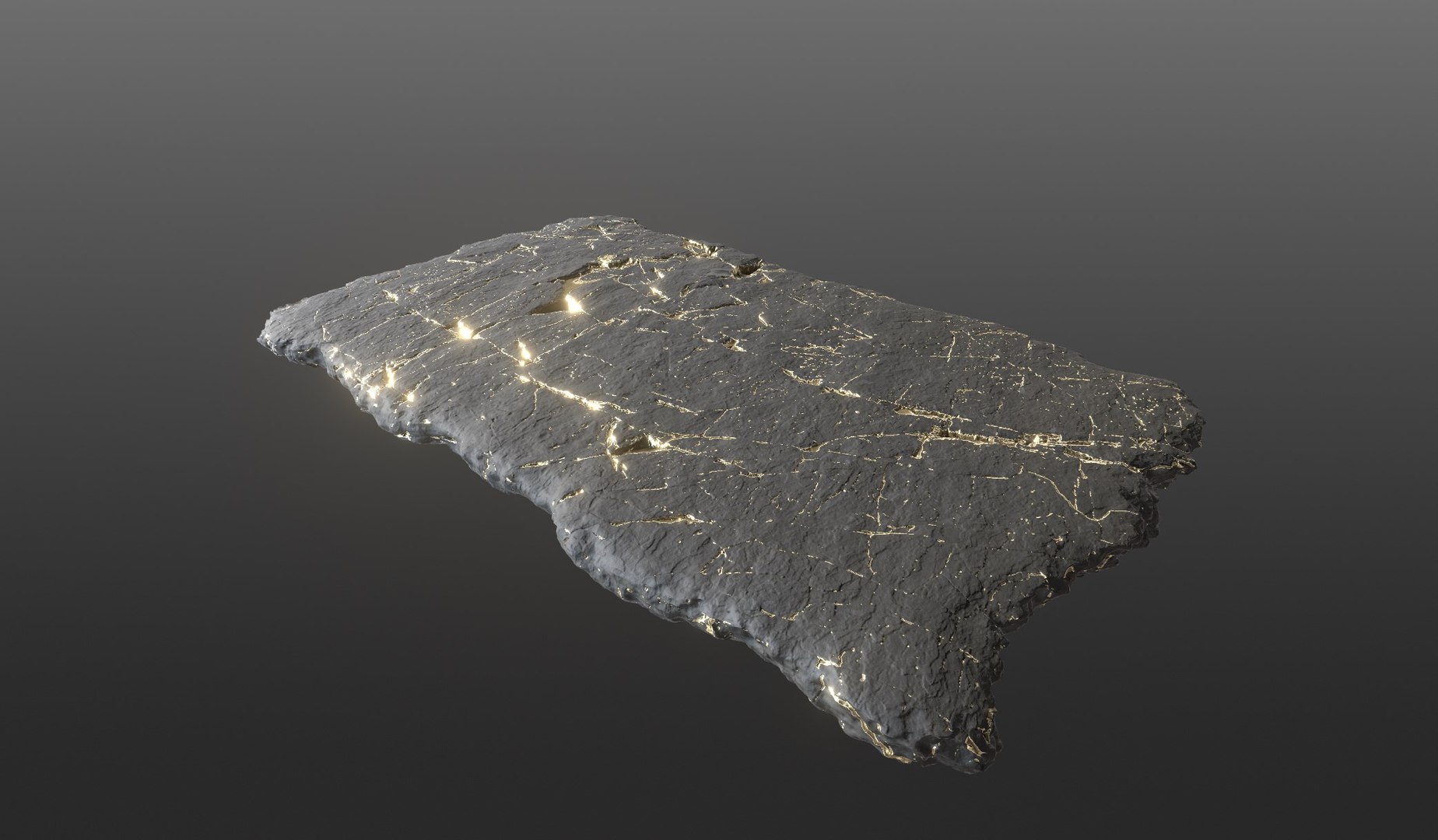 3D Rectangular Slate Plate With Golden Finishes Model - TurboSquid 2228583
