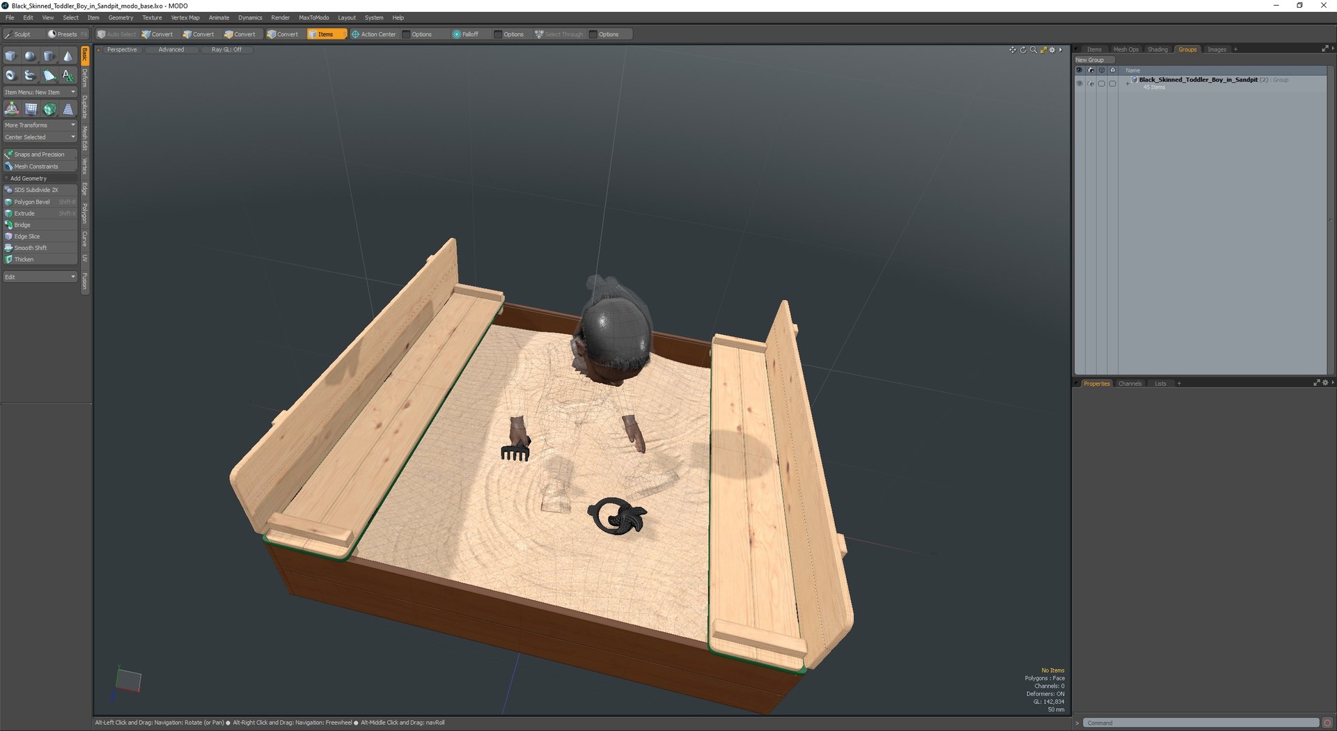 3D Model Black Skinned Toddler Boy In Sandpit - TurboSquid 2319056