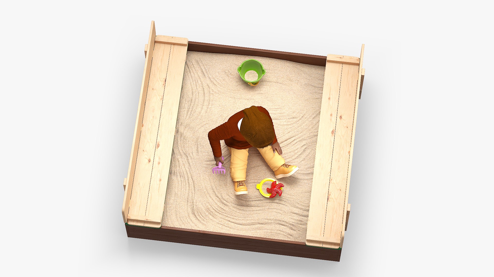 3D Model Black Skinned Toddler Boy In Sandpit - TurboSquid 2319056