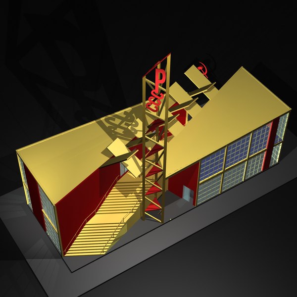 soviet pavilion paris exposition 3d max