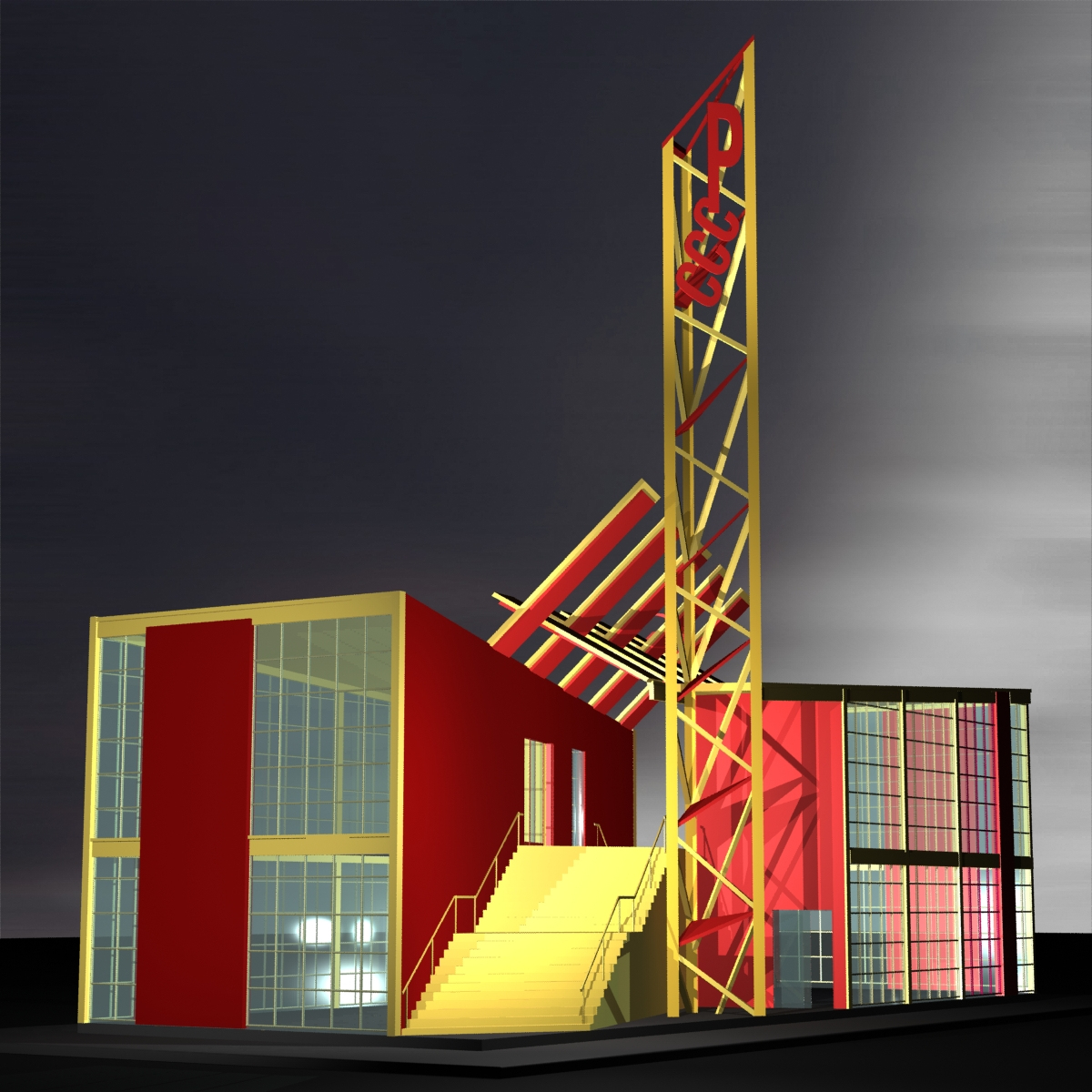 soviet pavilion paris exposition 3d max