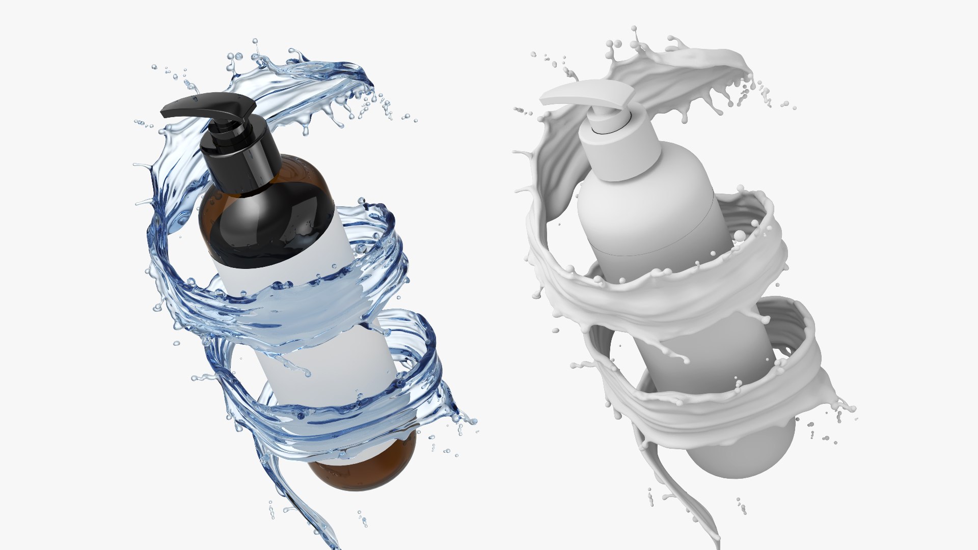 3D Shampoo Bottle With Liquid Splash Model - TurboSquid 1877895
