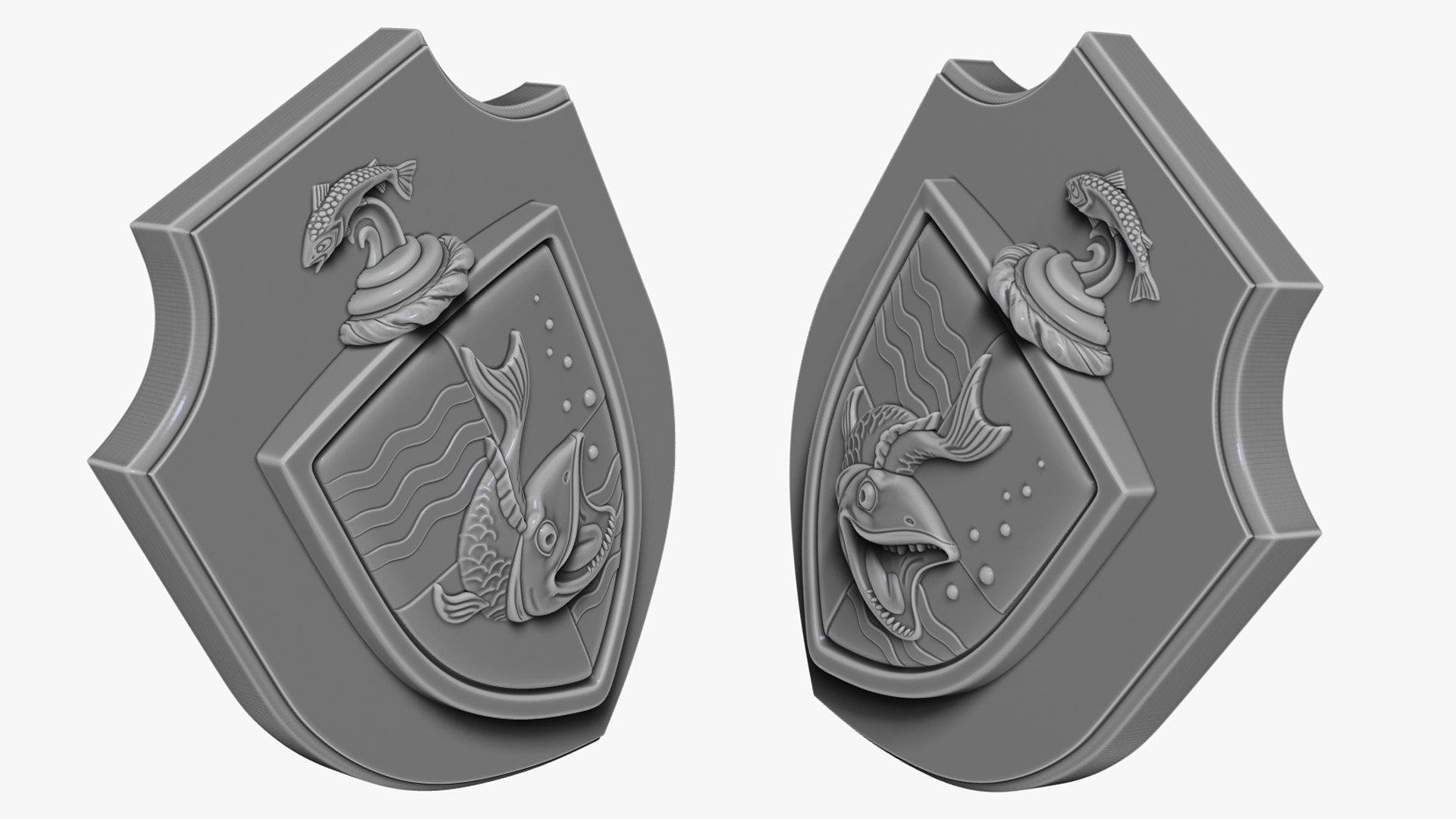 Heraldic Shield With Fish Model - TurboSquid 2376470